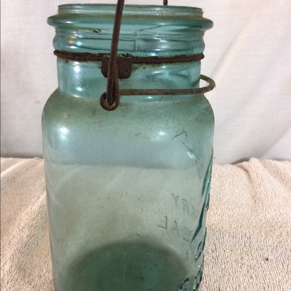 Sanitary Sure Seal | Kitchen | Vtg Blue Glass Ball Sure Seal Jar Wwire ...
